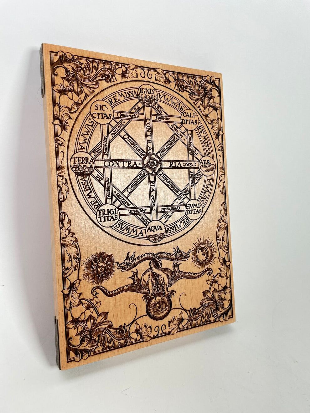 Alchemy art ars combinatoria wall decor engraved on wood, occult esote ...