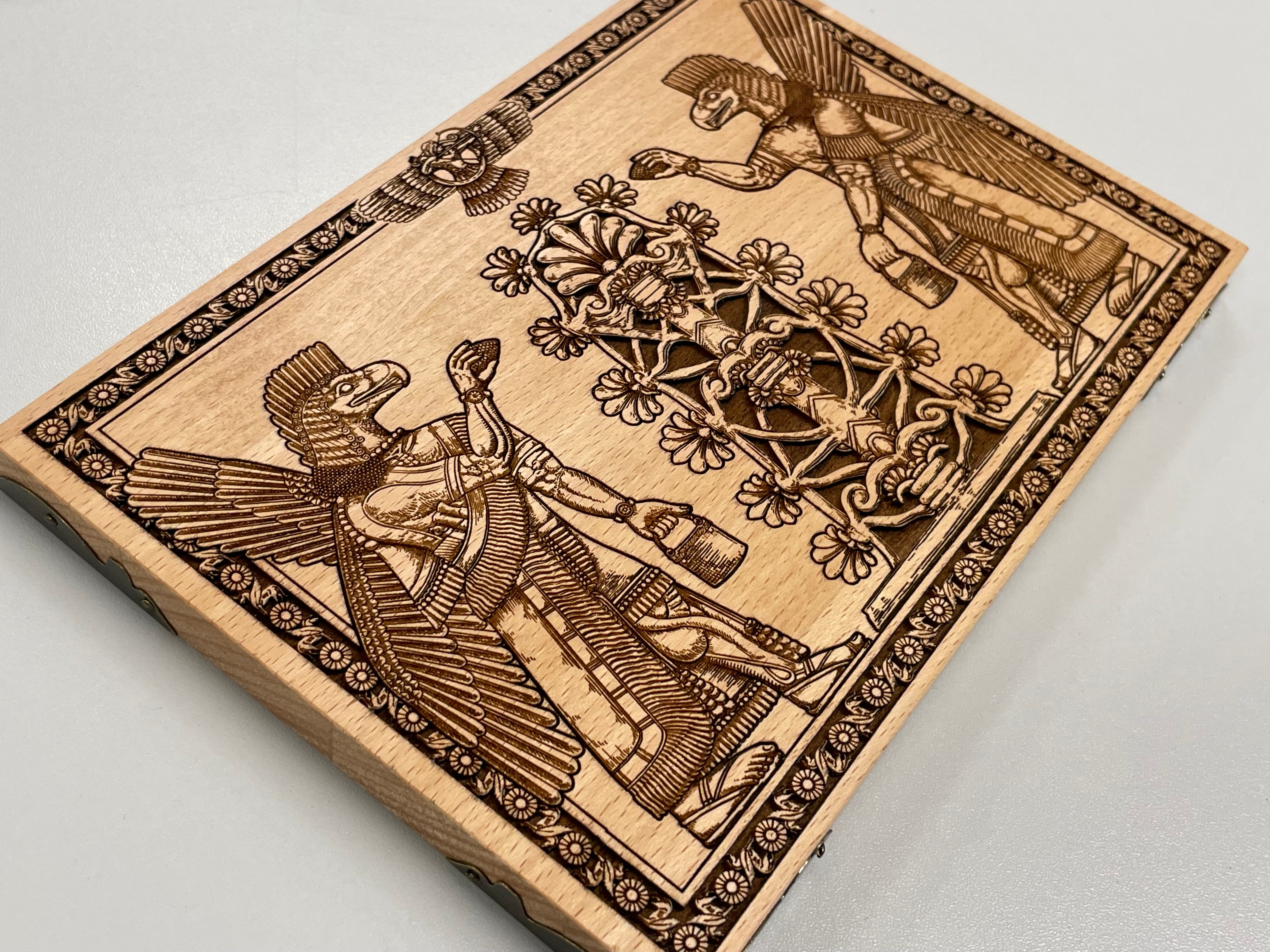 Anunnaki Winged Sumerian God Wall Art – Persian Tree of Life Engraved ...